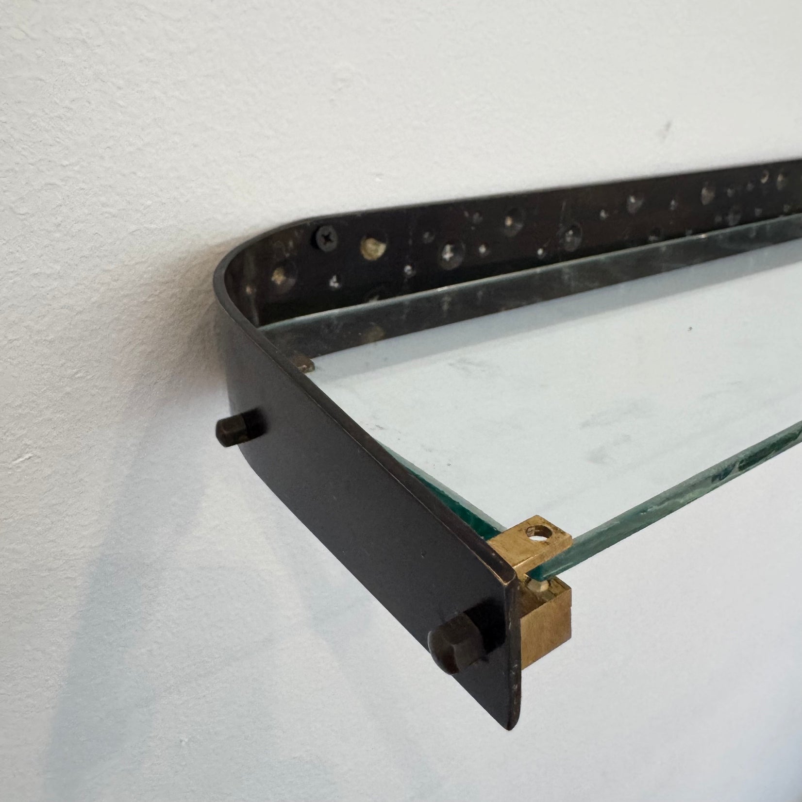 Italian Metal and Glass Floating Mirror and Floating Console