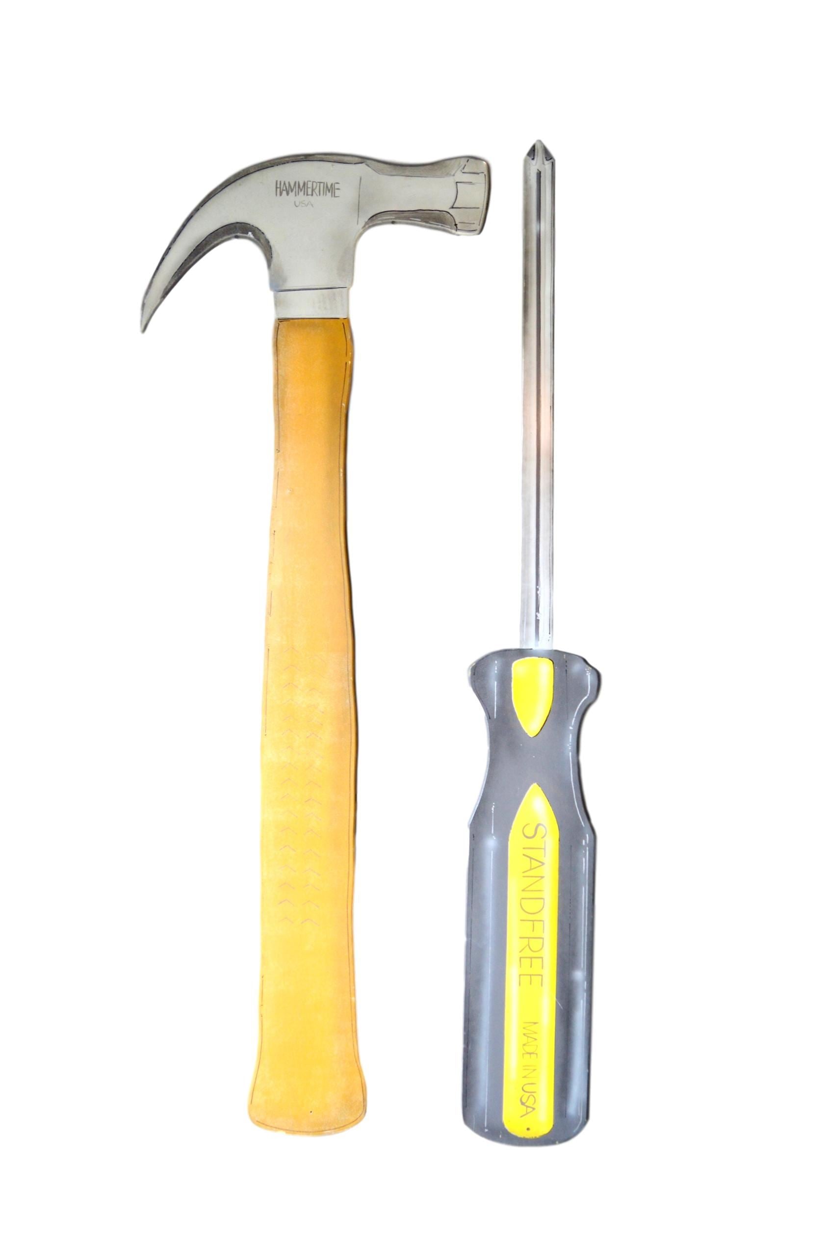 Set of 7 Monumental 8 Foot Tall Hand Painted Tools