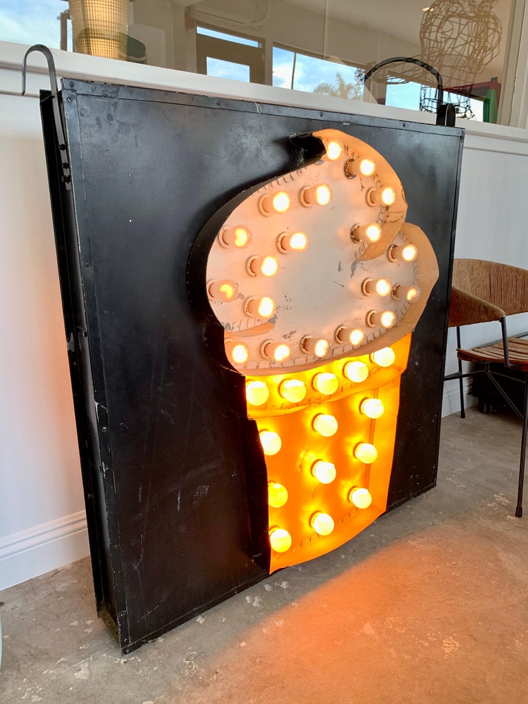 1950s Double Sided Light Up Ice Cream Cone Sign